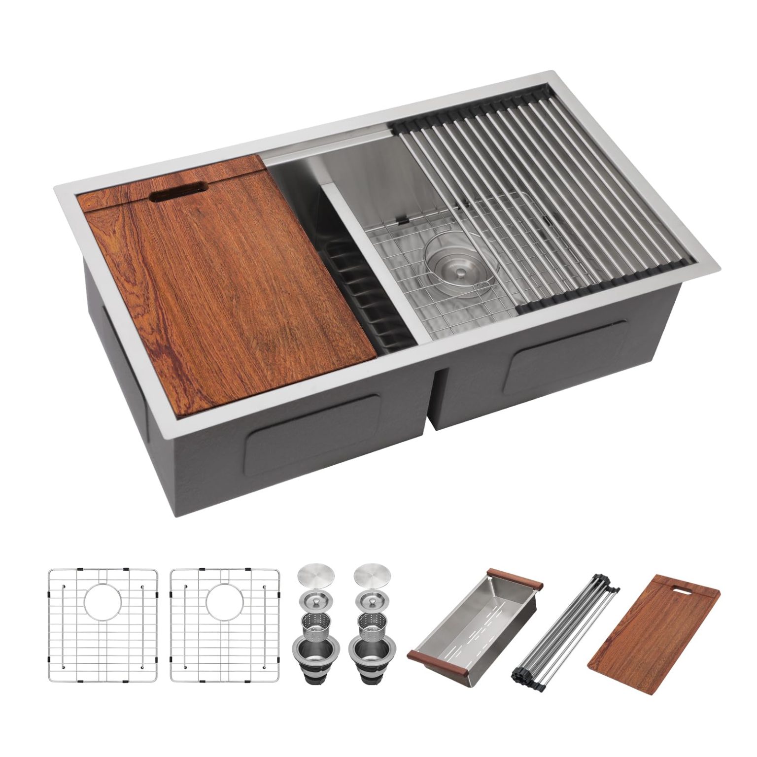 Mocoloo Double Bowl Undermount Kitchen Sink Workstation 33×19 Inch ...